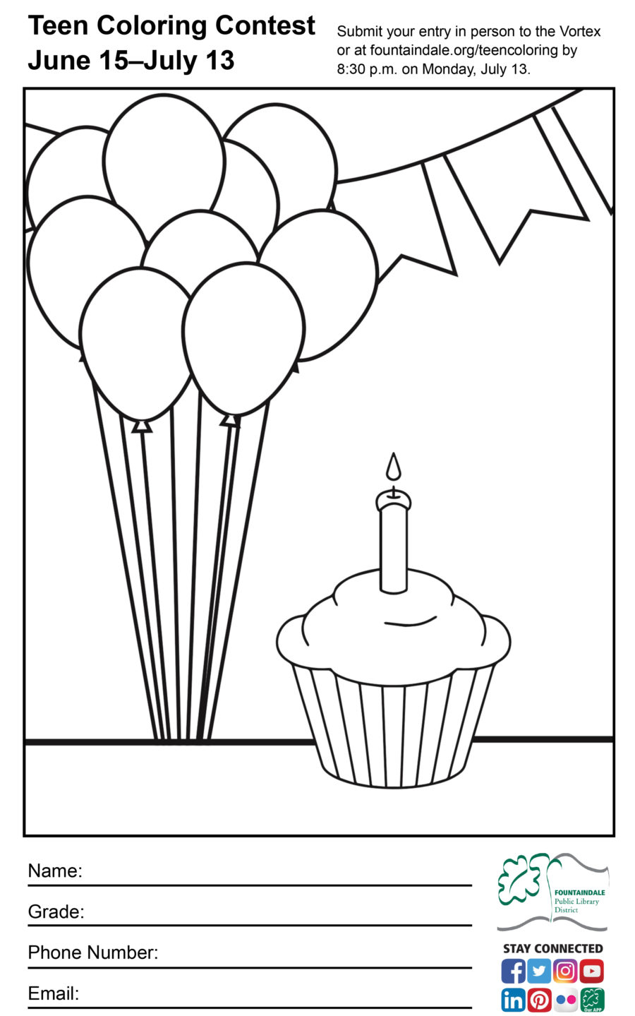 Teen Coloring Contest: June 15–July 13, 2020 - Fountaindale Public Library